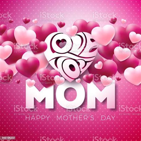 해피 어머니의 날 인사말 카드 디자인 마음과 사랑 엄마 빨간 배경에 인쇄 상의 요소 배너 전단지 초대장 브로셔 포스터에 대 한