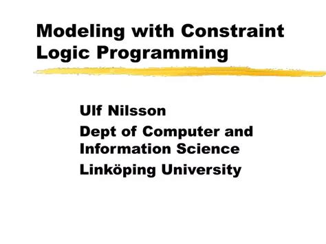 Ppt Modeling With Constraint Logic Programming Powerpoint Presentation Id1803502