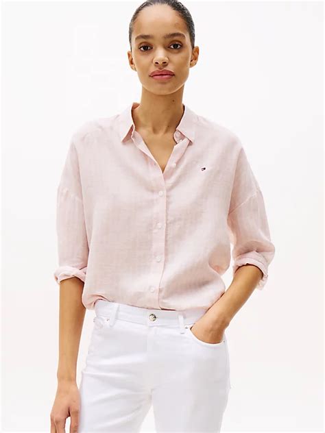 Relaxed Fit Bluse Aus Reinem Leinen Rosa Tommy Hilfiger