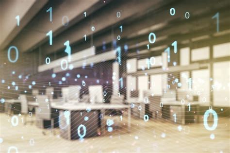 Premium Photo Abstract Virtual Binary Code Hologram On A Modern