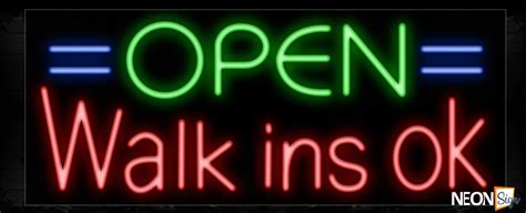 Open Walk Ins Ok With Blue Lines Neon Sign