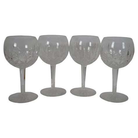 Block Crystal Set Of 4 Emerald Green Blown Goblets With Clear Bubble