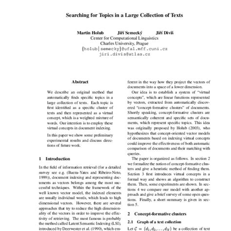 Searching For Topics In A Large Collection Of Texts Acl Anthology