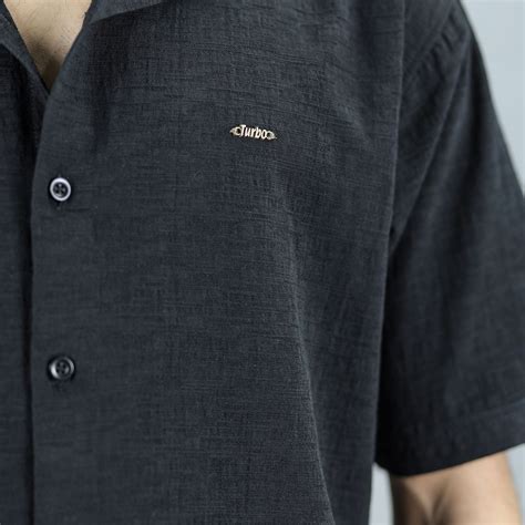 Turbo Textured Relaxed Fit Casual Shirt In Black Turbo Brands Factory