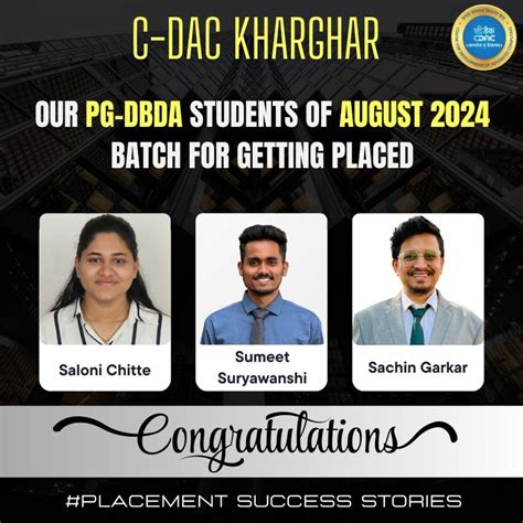 CDAC Mumbai Education and Training on LinkedIn: Congratulations & Best Wishes to our PG-DBDA ...