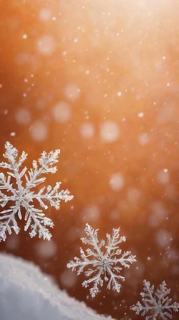 Premium Ai Image Snow Flake Particles On Orange Background