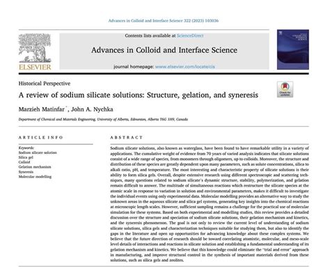 Review Paper On Sodium Silicate Solutions Marzieh Matinfar Posted On