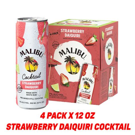Malibu Strawberry Daiquiri Ready To Drink Rum Cocktail Same Day