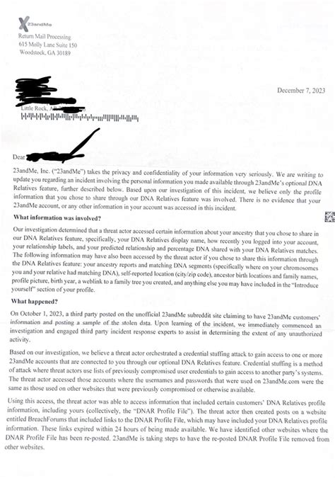 Data Breach Letter R23andme
