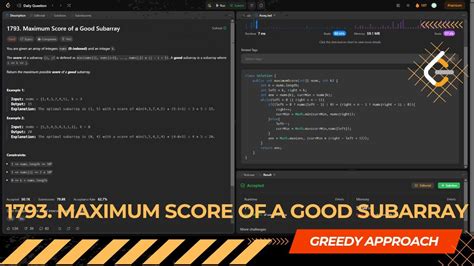 Leetcode Daily Question 1793 Maximum Score Of A Good Subarray Is Kabir Coding Youtube
