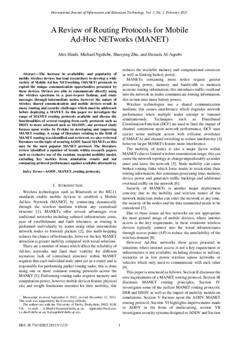 Pdf A Review Of Routing Protocols For Mobile Ad Hoc Networks