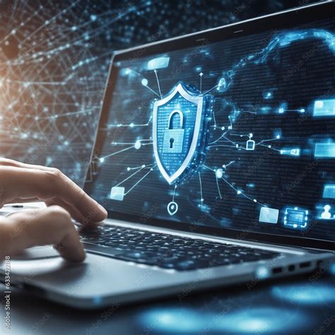 Cyber Security And Data Protection Businessman Using Laptop Internet Network Security Protect