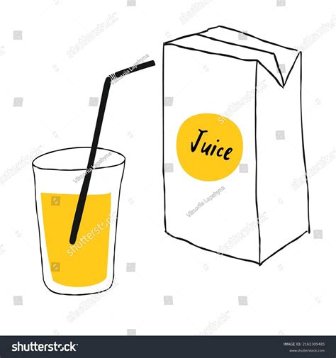 Illustration Package Orange Juice Glass Straw Stock Vector Royalty