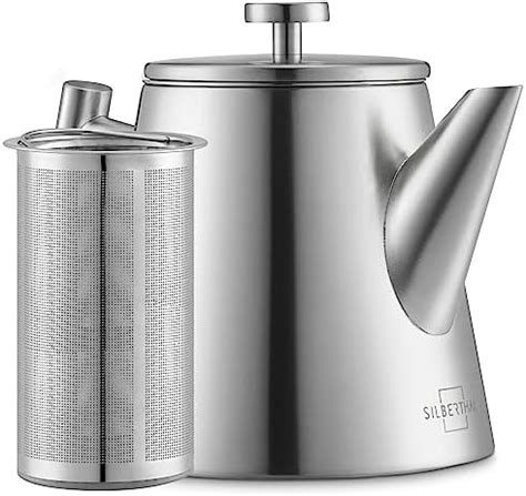 Teapot Made Of Stainless Steel With Strainer Insert 1l Silver