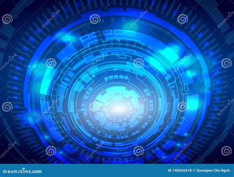 Blue Abstract Futuristic Electronic Circle Technology Background