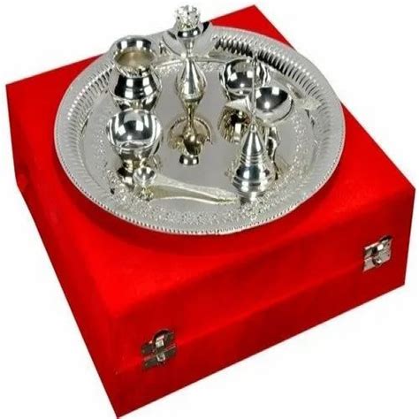 Brass Round Silver Plated Pooja Thali Set At Rs Piece In Jaipur ID