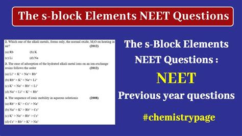 The S Block Elements Neet Questions Neet Previous Year Papers