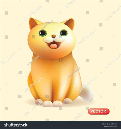 Illustration Cartoon Ginger Cat 3d Cute Stock Vector Royalty Free