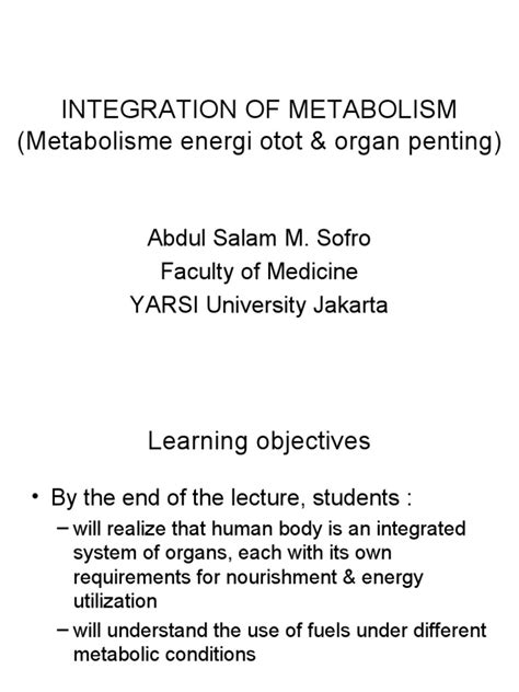 Integration Of Metabolism Pdf Metabolism Metabolic Pathway