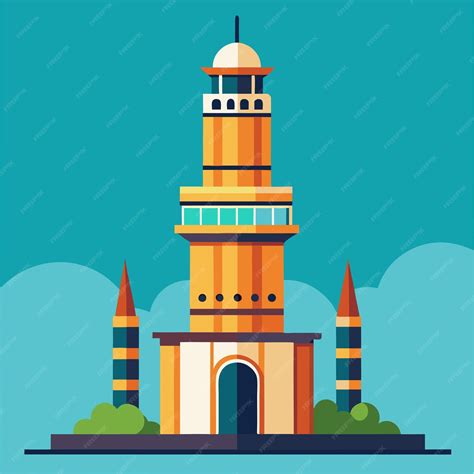 Detailed Vector Illustration Of A Tower With Strong Foundations Elevated Structure Premium Ai