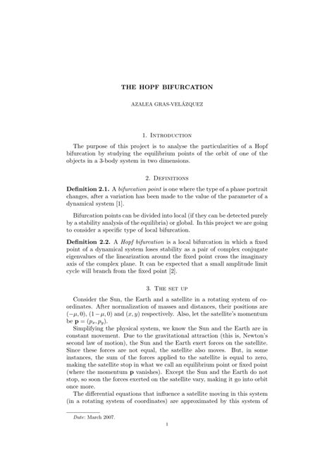 Pdf Hopf Hopf Bifurcation