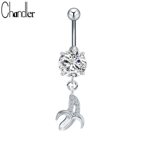 10pcs Banana Dangle Navel Button Belly Rings Clear White Cubic Zircon