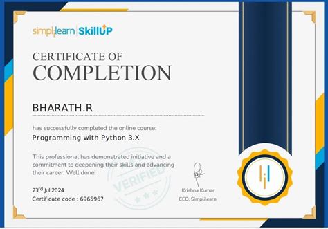 Bharath R On Linkedin Python Programming Simplilearn Skillup