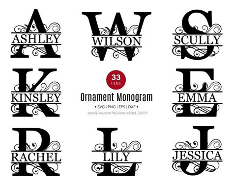 Split Monogram Svg Dxf Png Split Monogram Frame Alphabet 8 Name Fonts