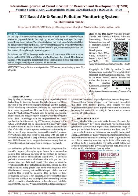 Iot Based Air And Sound Pollution Monitoring System Pdf