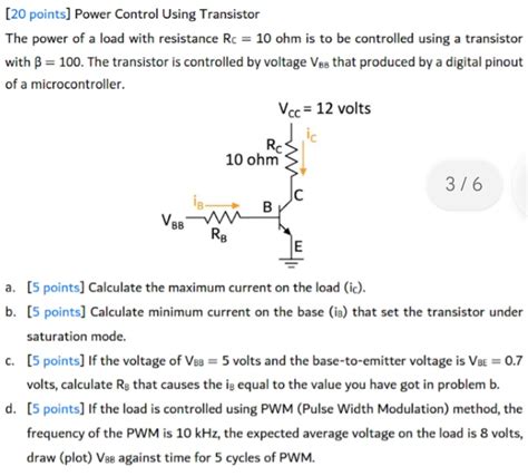 Solved 20 ﻿points ﻿power Control Using Transistorthe Power