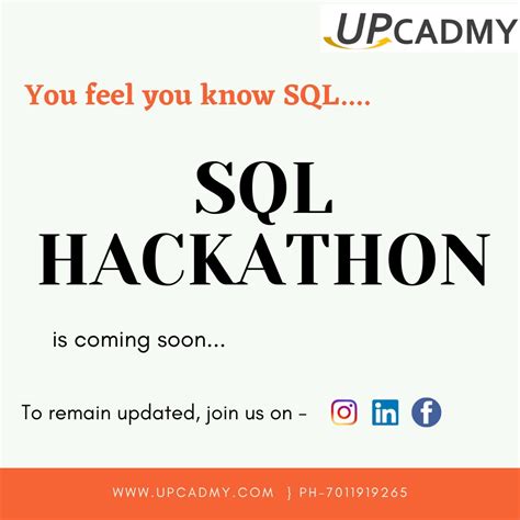 Keep Watchingwe Are Bringing Sql Hackathon Soon Upcadmy Learnings