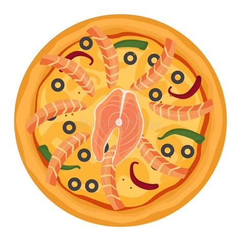 Delicious Pizza Icon With Vegetables Sausage And Mozzarella Vector