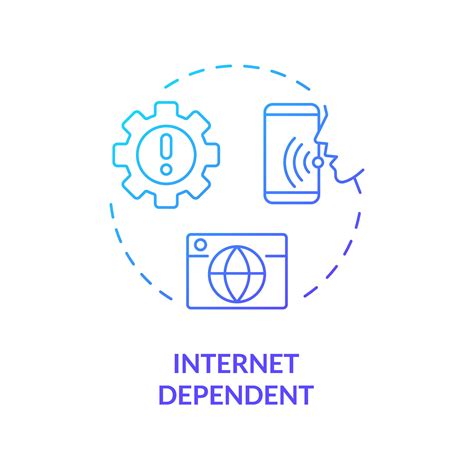 2d Internet Dependent Thin Line Gradient Icon Concept Isolated Vector