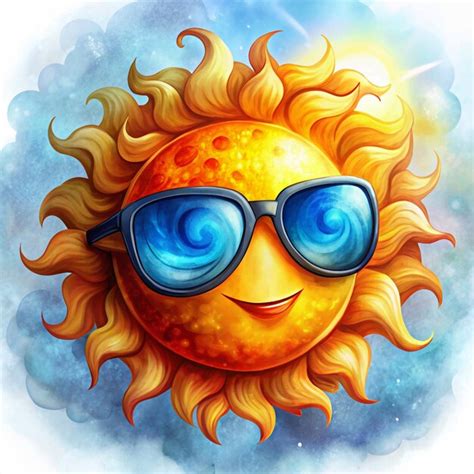 Cartoon Sun Wearing Sunglasses Premium Ai Generated Image