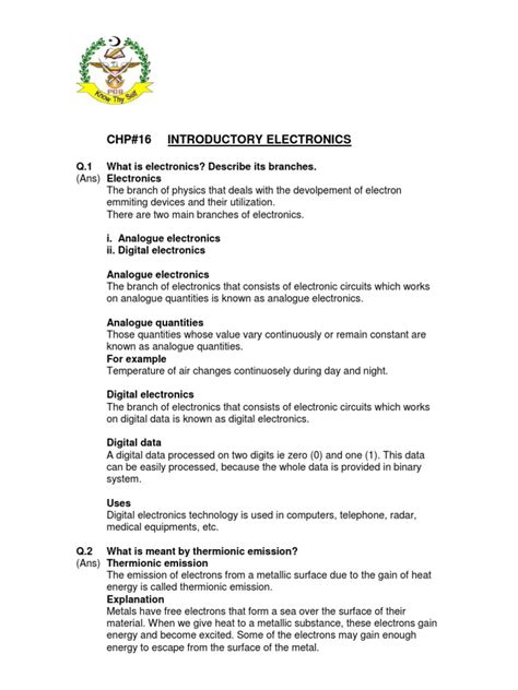 Chapter 16 Class 10th Pdf Pdf Electron Anode