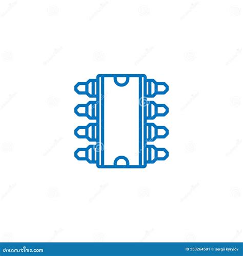 Microchip Flat Vector Icon Simple Blue Symbol On White Background