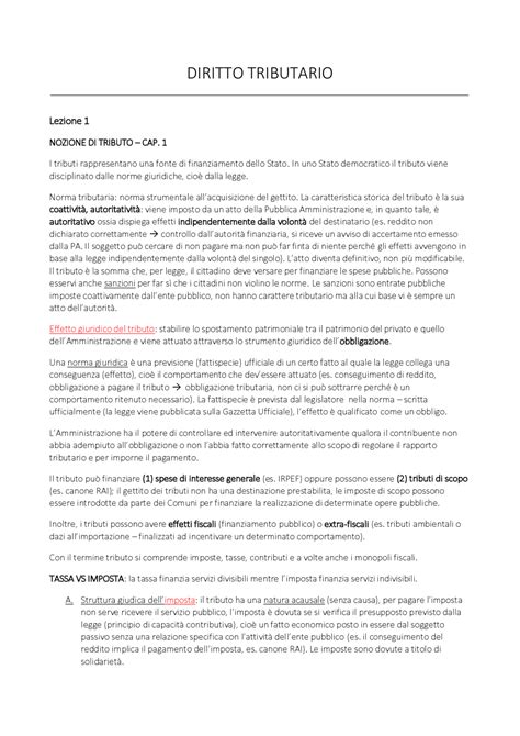 Riassunti Di Diritto Tributario Docsity