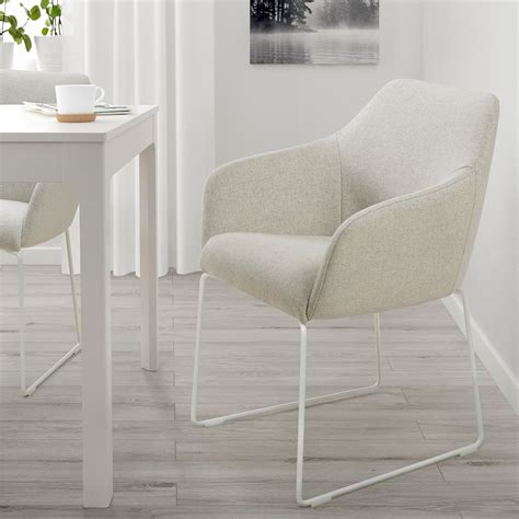 TOSSBERG стул металлический белый/Gunnared бежевый | IKEA Lietuva