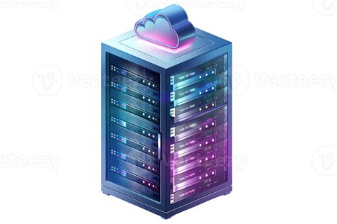 Illustration Of A Modern Server Rack With A Cloud Symbol On Top Representing Cloud Computing