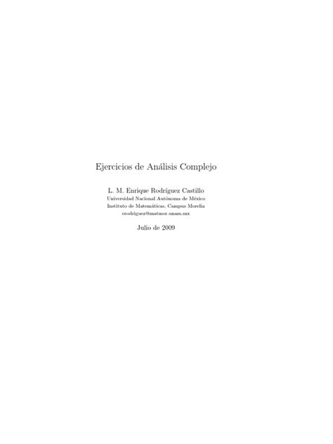 Ejercicios De Análisis Complejo Pdf Análisis Complejo Análisis Real