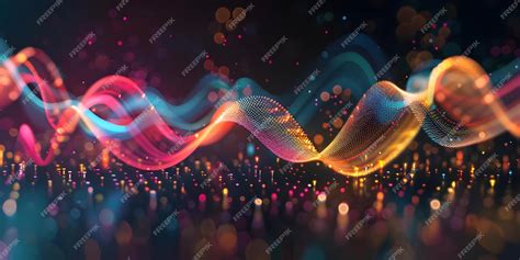 Vibrant Analog And Digital Waveforms On Black Background Abstract Signal Processing Concept