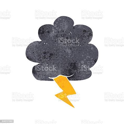 복고풍 말풍선이 있는 Thundercloud 적란운에 대한 스톡 벡터 아트 및 기타 이미지 적란운 뇌우 귀여운 Istock