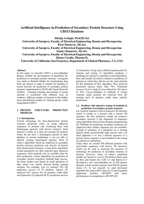 pdf artificial intelligence in prediction of secondary protein