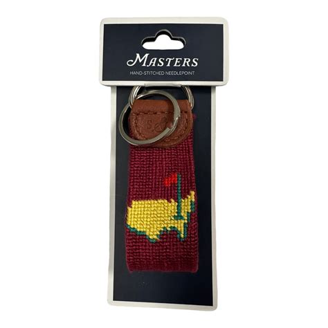 Masters Smathers And Branson Dark Red Needlepoint Logo Leather Key Fob