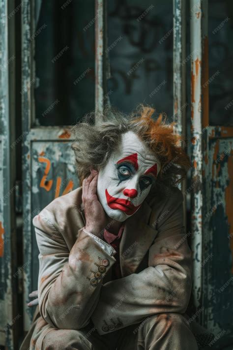 Premium Photo Solemn Clown With A Painted Face Depicts The Metaphor Of Poor Journalism In An