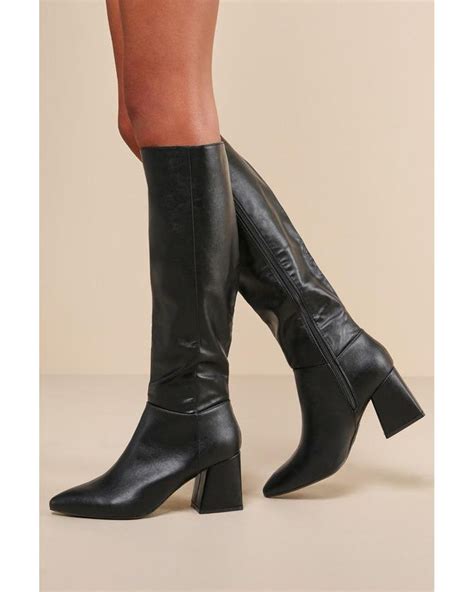 Lulus Pheyis Pointed Toe Knee High Boots In Black Lyst