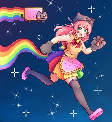 Momone Momo And Nyan Cat Utau And 1 More Drawn By Chanpotei Danbooru