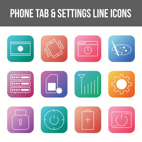 Unique Phone Tab And Settings Vector Line Icon Set 22299398 Vector Art At Vecteezy
