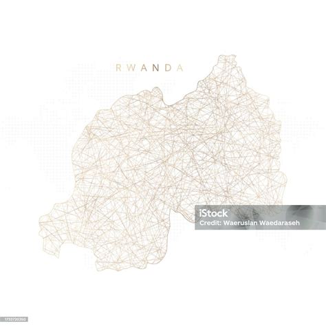 Low Poly Map Of Rwanda Gold Polygonal Wireframe Glittering Vector With