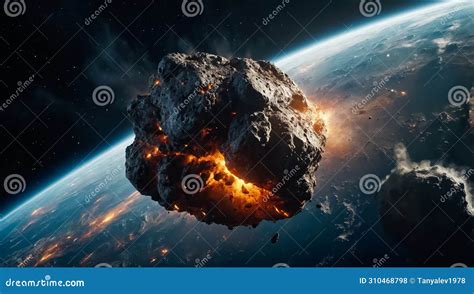 Asteroid Flies Atmosphere Earth Explosion Attack Speed Fantasy Stock